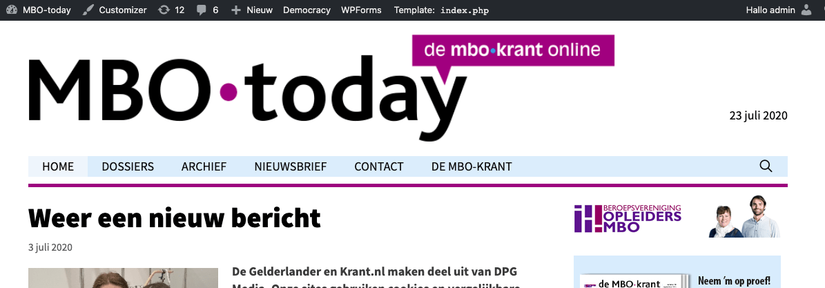 Show Current Date In Header GeneratePress
